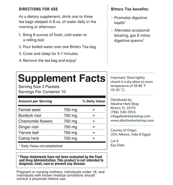 Bitters Tea Supplement – Alkaline Herb Shop