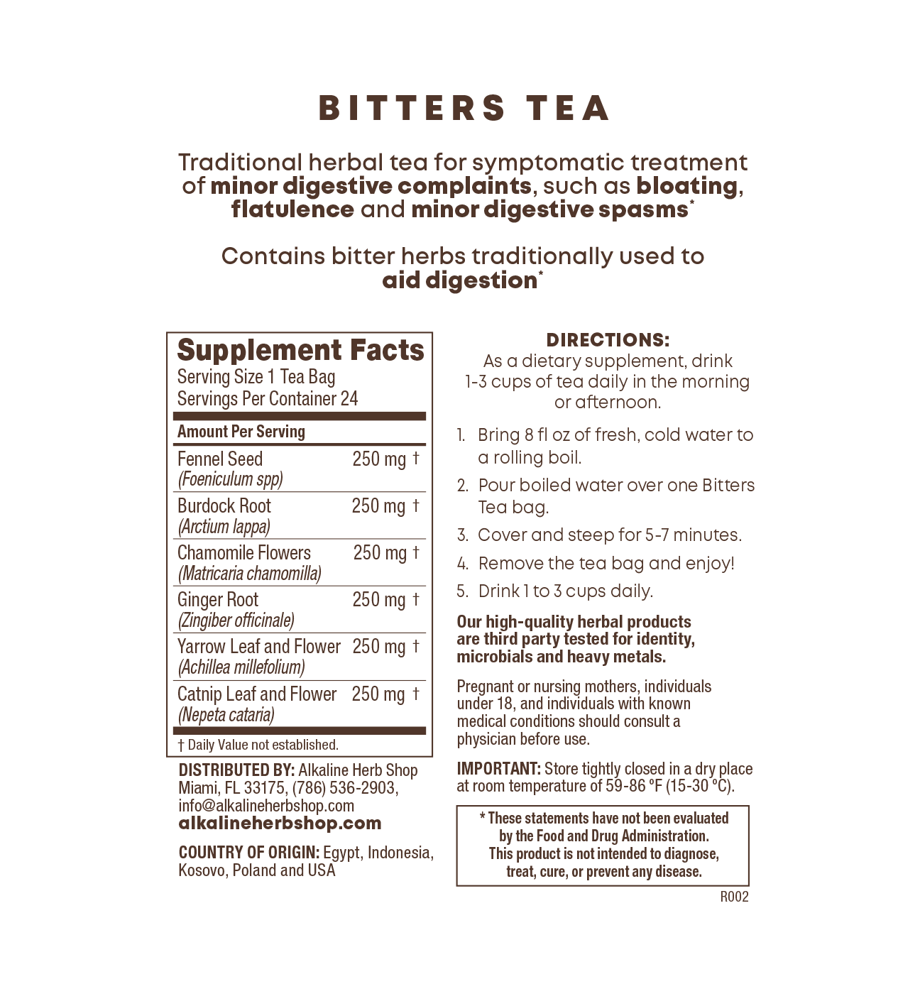Bitters Tea Supplement – Alkaline Herb Shop
