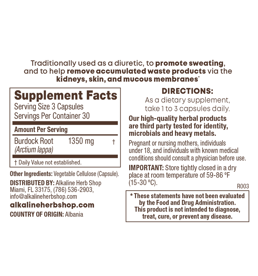 Burdock Root Pills | Burdock Root Supplement Capsules – Alkaline Herb Shop