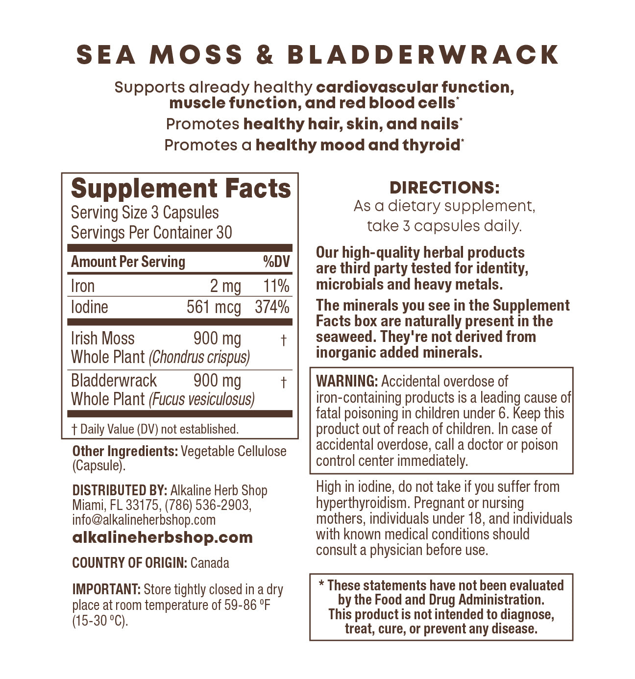 Sea Moss and Bladderwrack Capsules | Alkaline Herb Shop