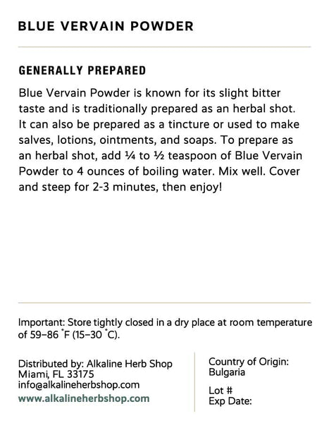 Blue Vervain Powder (4 oz) | Used in Blue Vervain Tea & Capsules ...