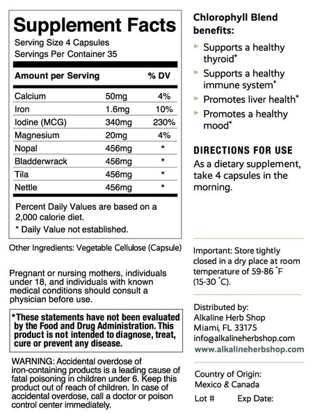 Chlorophyll Supplement Capsules (140) | Alkaline Chlorophyll Pills ...