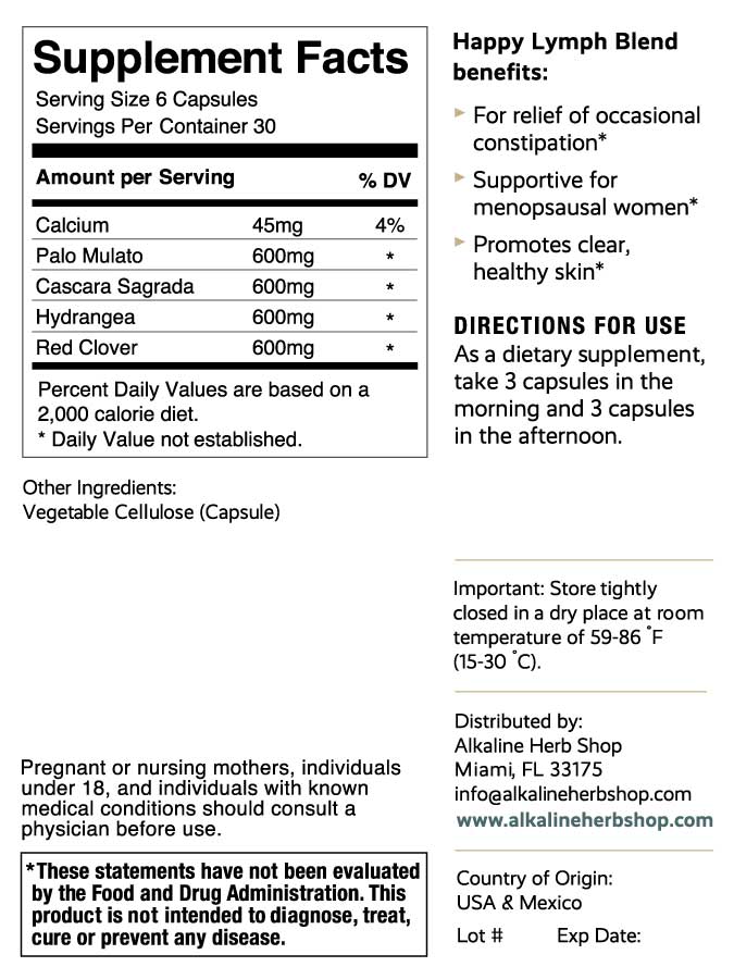 Happy Lymph Supplement 180 Capsules – Alkaline Herb Shop