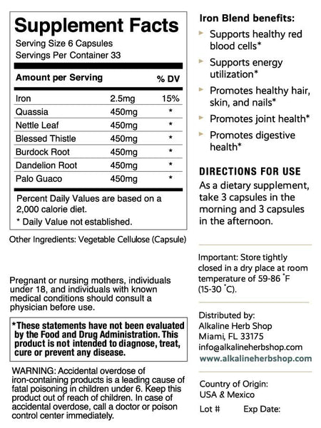 Iron Supplement Capsules (200): Supports Healthy Iron Levels – Alkaline ...