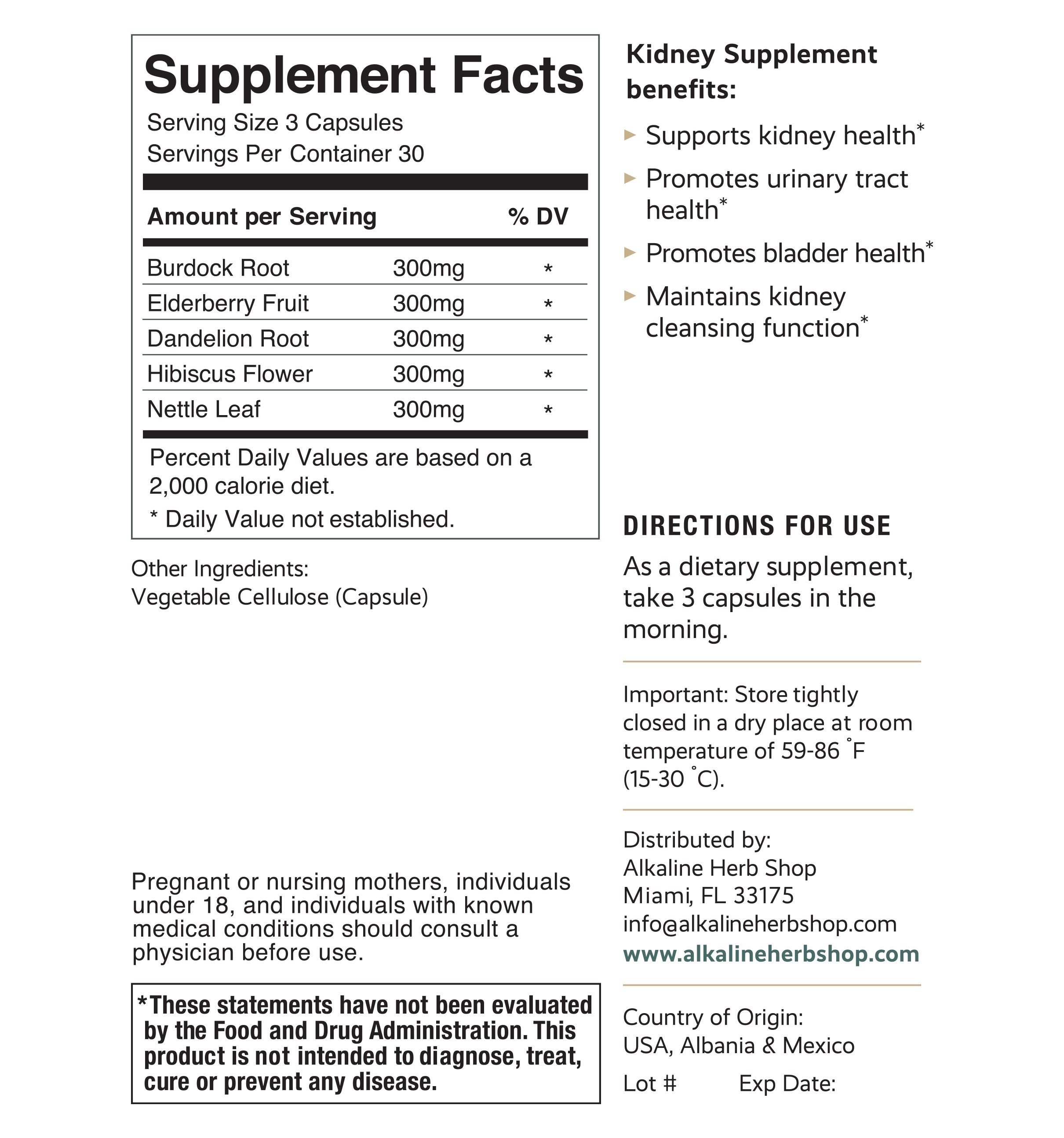 Kidney Supplement, 90 Capsules | Supports Kidney Health – Alkaline Herb ...